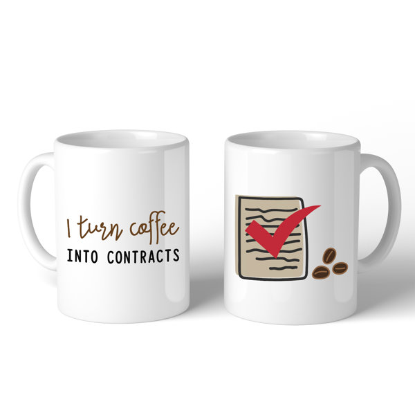Ebern Designs Adalwine I Turn Coffeee Into Contracts 2 Piece Coffee Mug